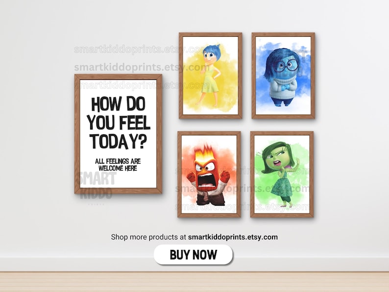 Inside Out 2 Characters Nursery Room Poster Inside Out Watercolor Wall ...