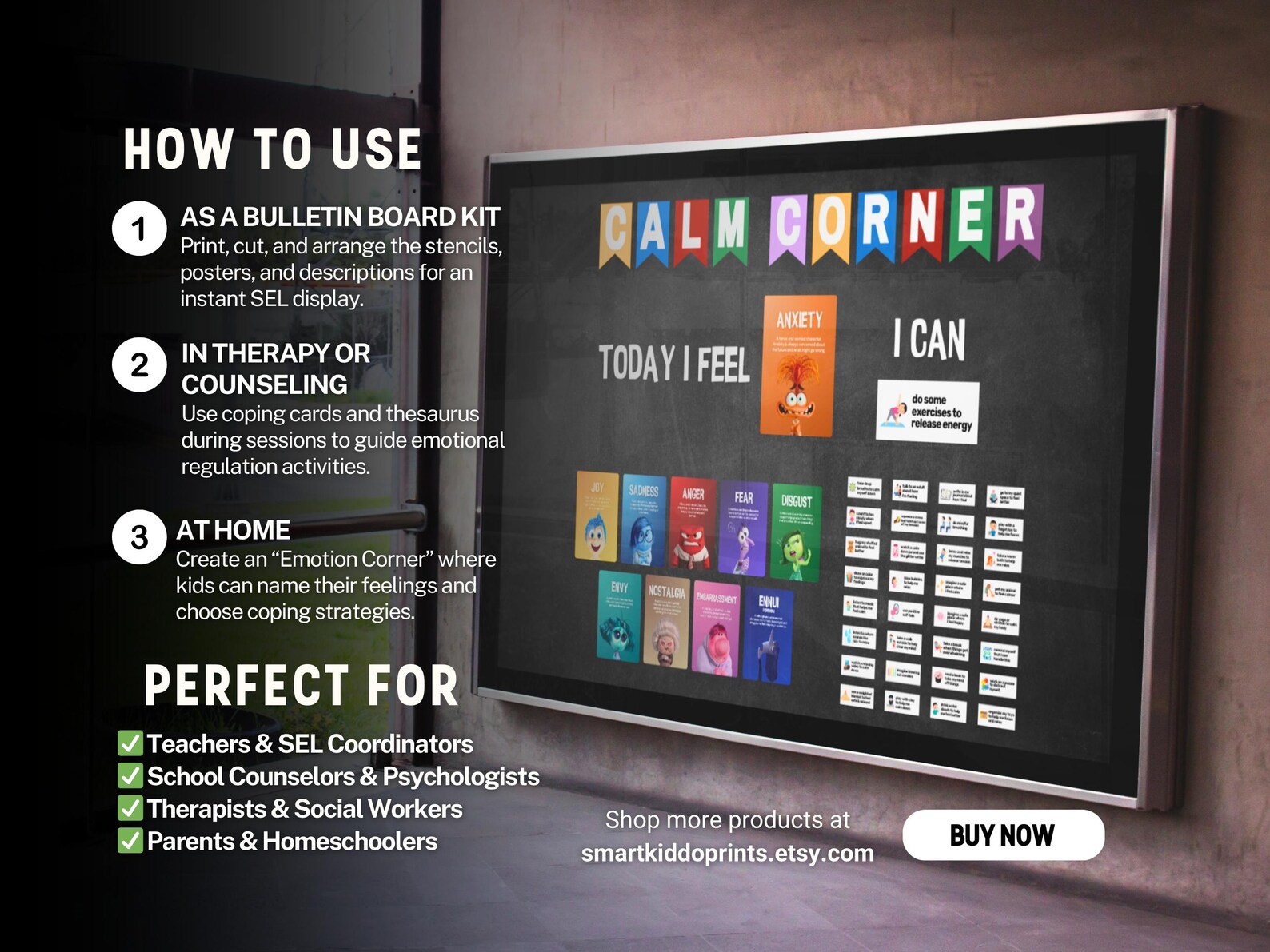 Inside Out Calm Down Corner Bulletin Board Social Emotional Regulation ...