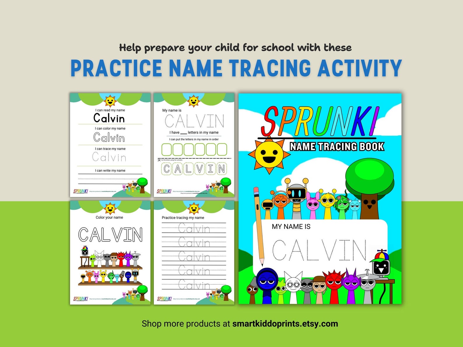 Sprunki Coloring Book Sprunki Kids Name Tracing Practice Activity ...