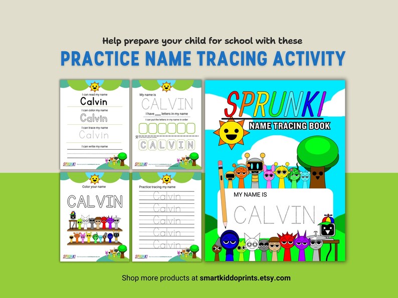 Sprunki Coloring Book Sprunki Kids Name Tracing Practice Activity ...
