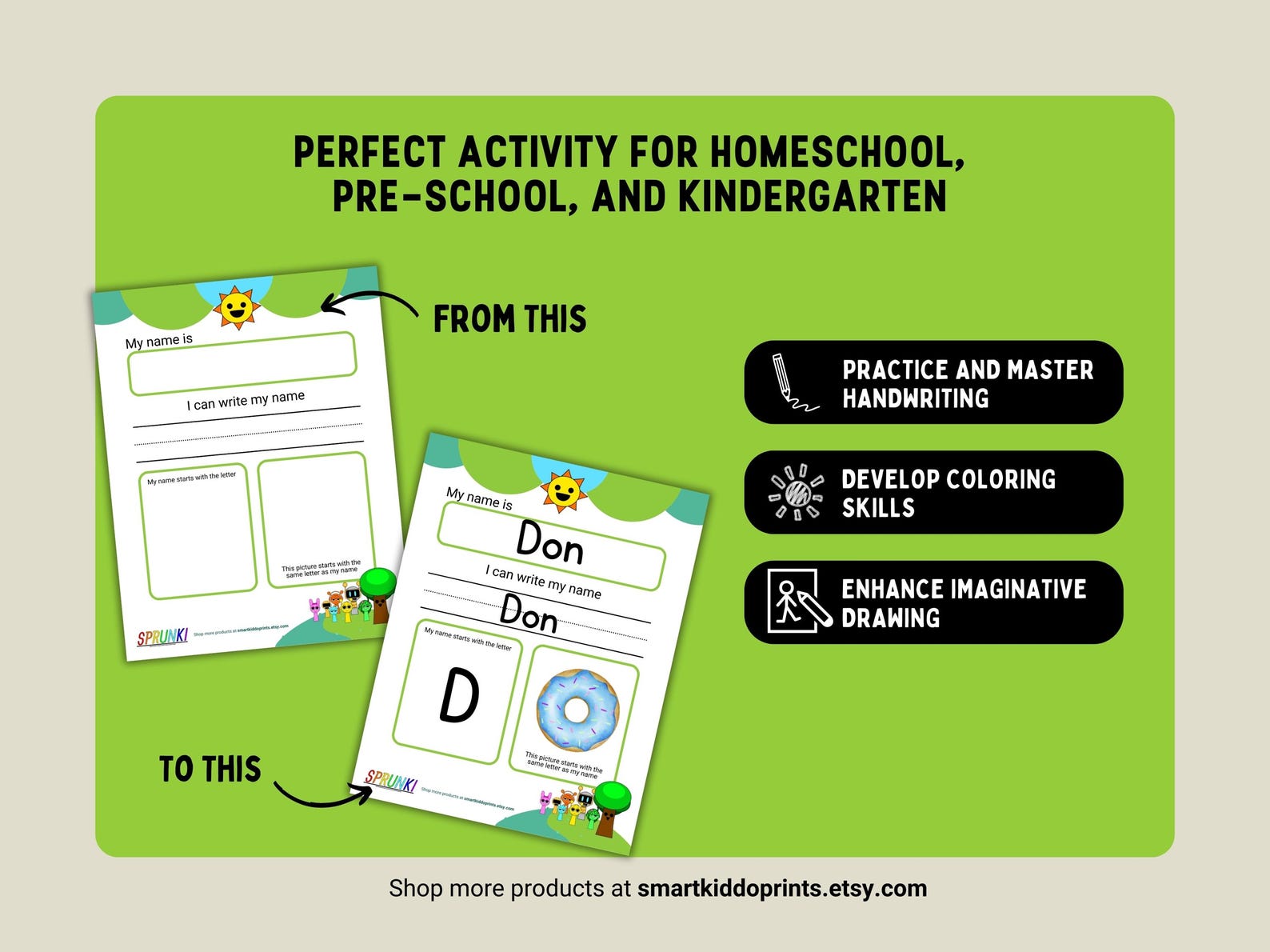 Sprunki Coloring Book Sprunki Kids Name Tracing Practice Activity ...
