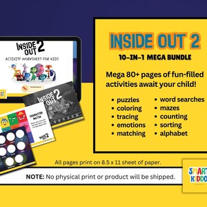 Inside Out 2 Emotions Regulation for Kids Activity Book Bundle Coloring ...