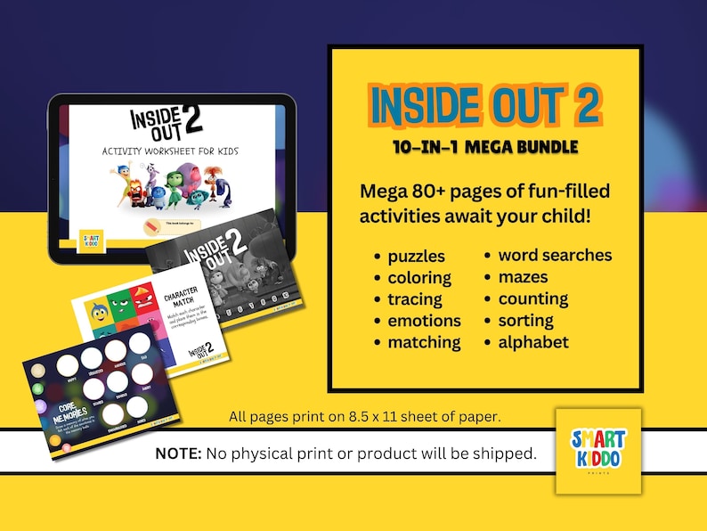 Inside Out 2 Emotions Regulation for Kids Activity Book Bundle Coloring ...
