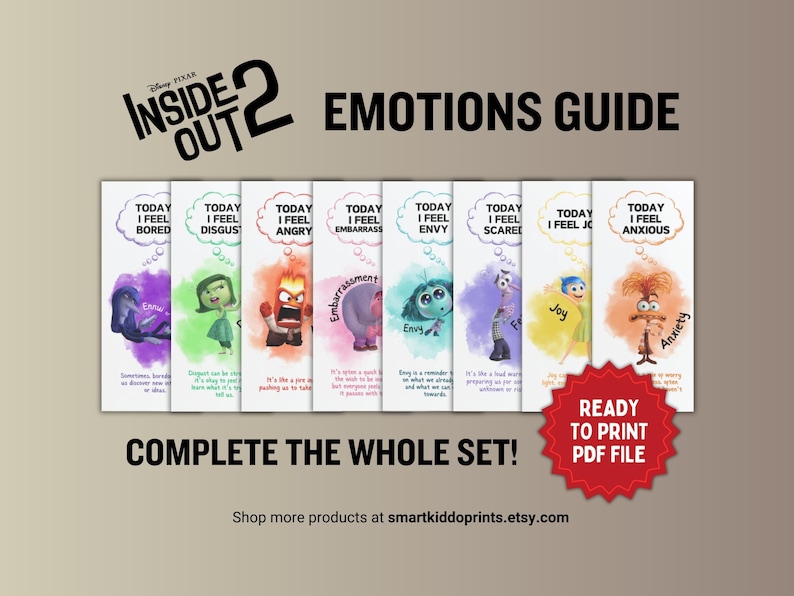 Inside Out 2 Emotions Guide Feelings Therapy SEL Emotional Regulation ...