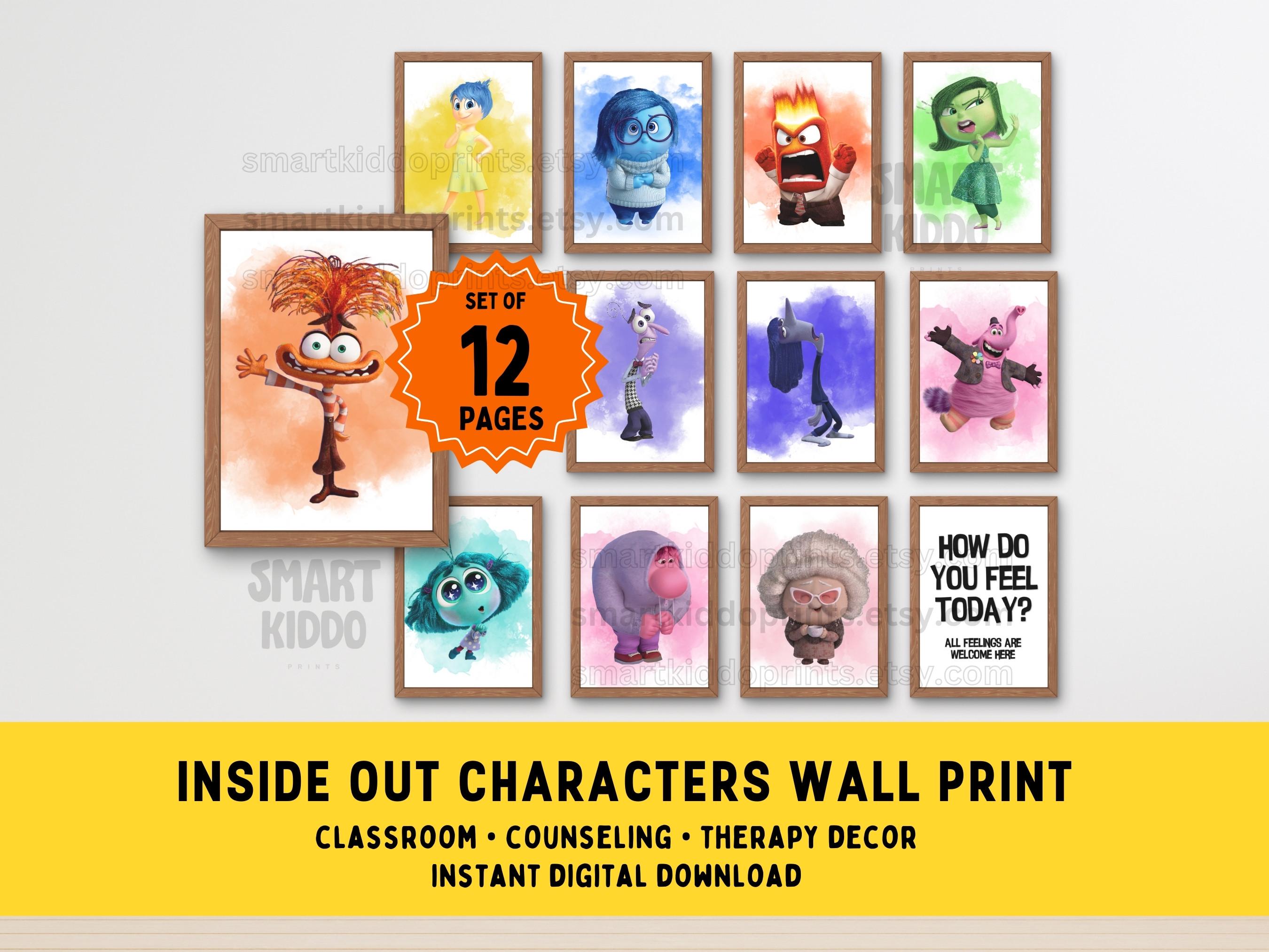 Inside Out 2 Characters Nursery Room Poster Inside Out Watercolor Wall ...
