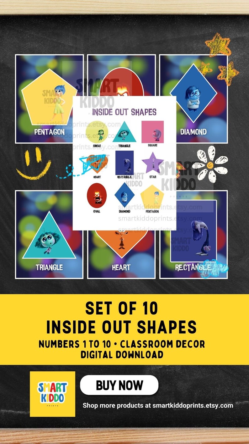 Inside Out Shapes Learning Activity Classroom Decor Posters Homeschool ...