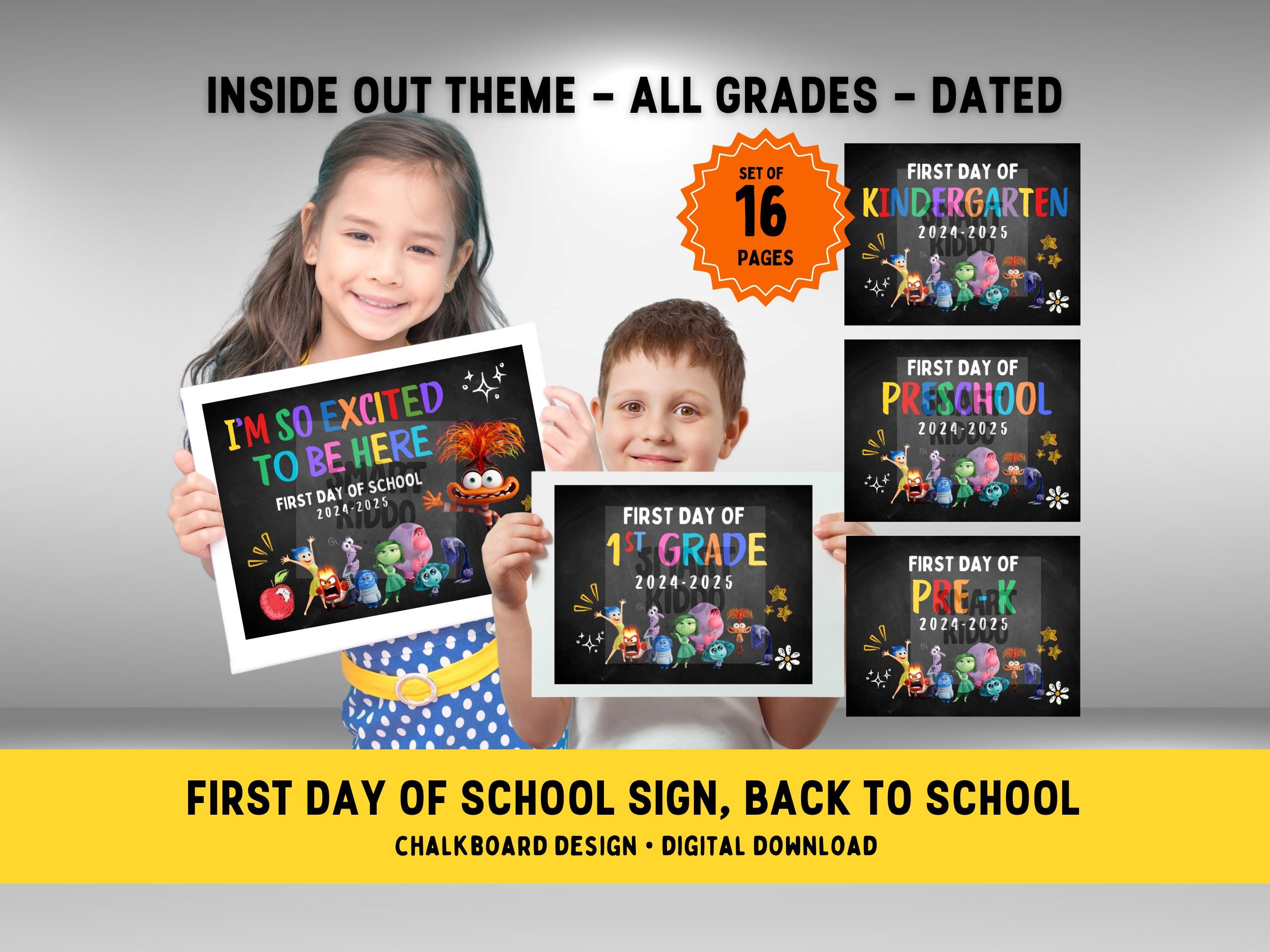 Inside Out First Day of School Sign Printable Back to School 2024-2025 ...