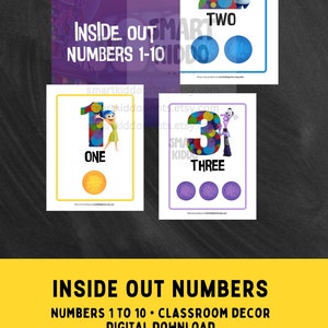 Inside Out Numbers Classroom Poster Decor Counting Numbers Printable ...