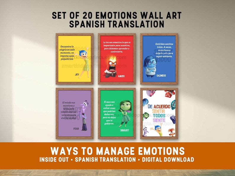 SPANISH Inside Out Emotions Wall Art Printable Classroom Decor Social ...