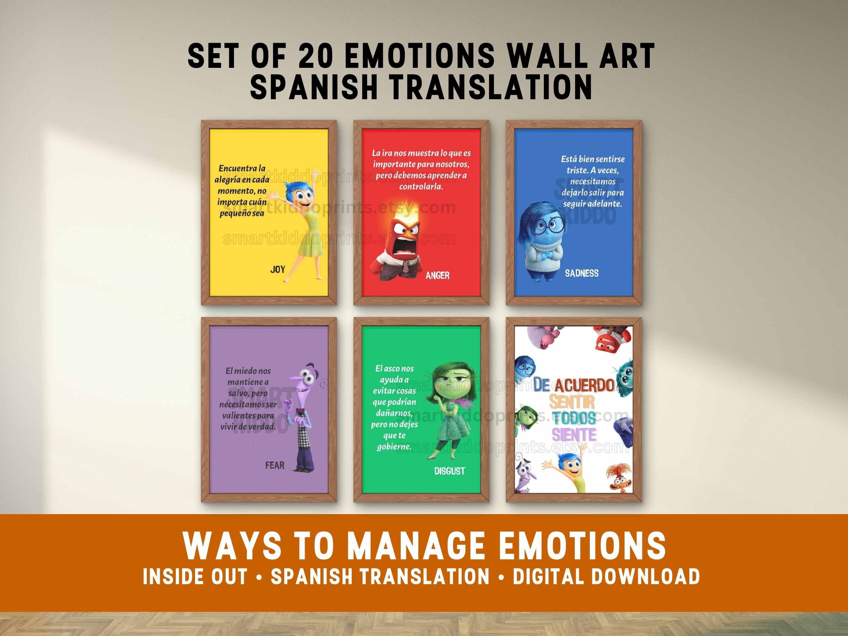 SPANISH Inside Out Emotions Wall Art Printable Classroom Decor Social ...