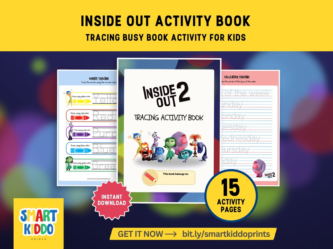 Inside Out 2 Feelings Printable Busy Book for Kids 15 Pages Tracing ...