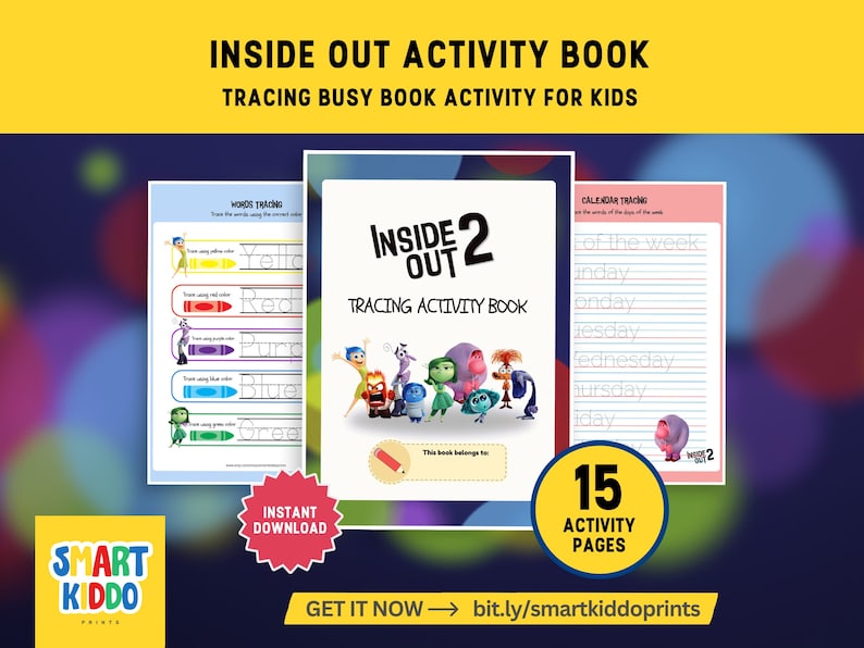 Inside Out 2 Feelings Printable Busy Book for Kids 15 Pages Tracing ...