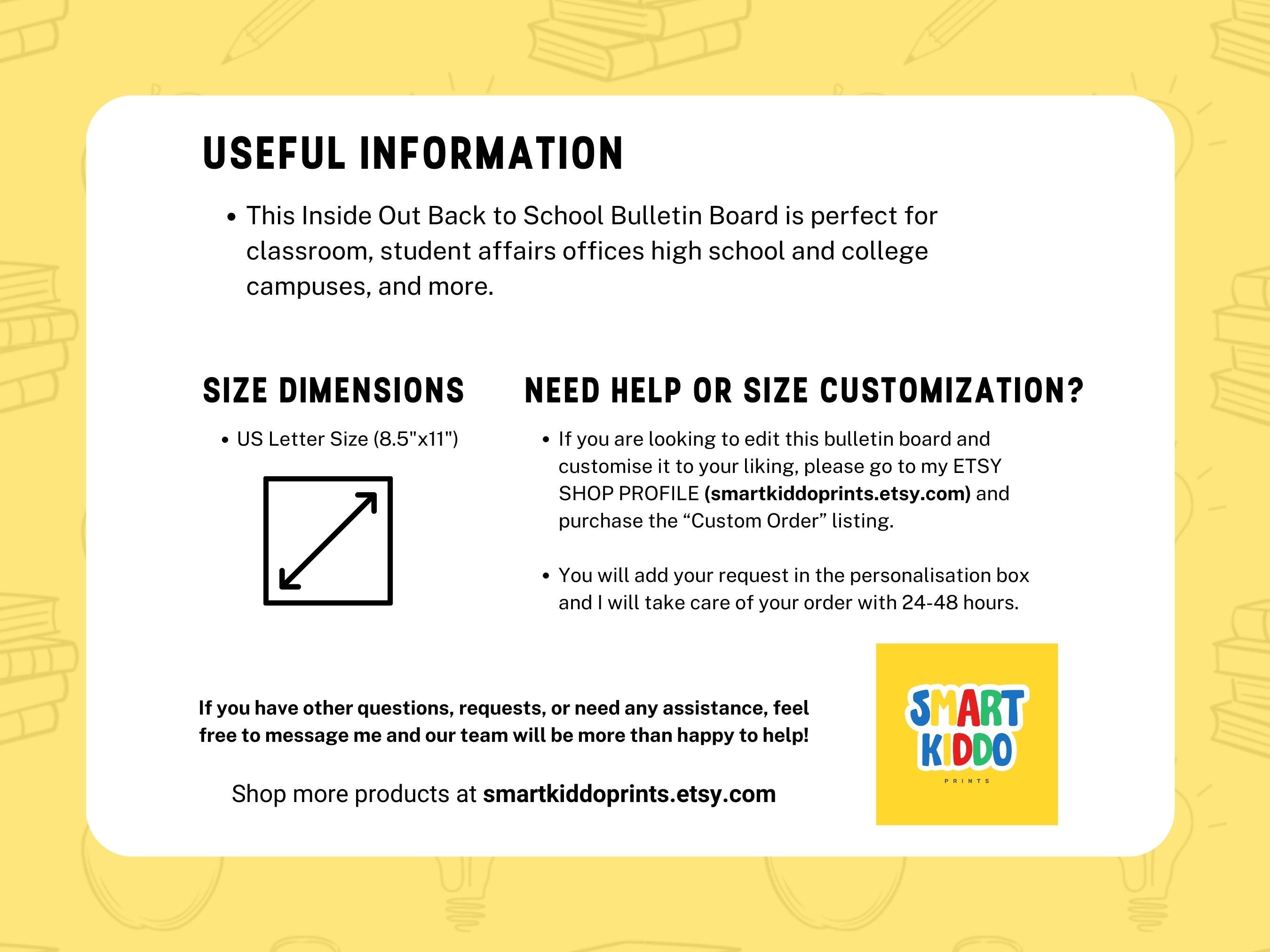 Inside Out Bulletin Board Kit Back to School Digital Download Editable ...