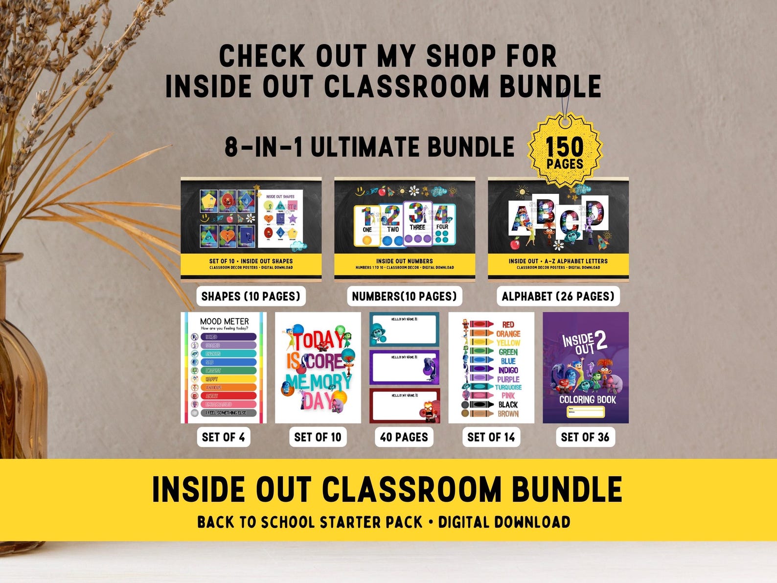Inside Out First Day of School Sign Printable Back to School 2024-2025 ...