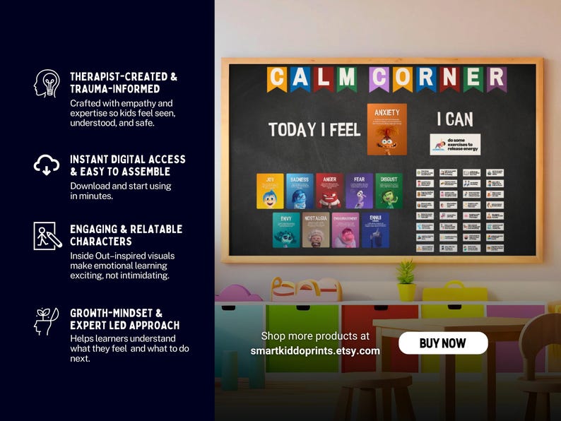 Inside Out Calm Down Corner Bulletin Board Social Emotional Regulation ...