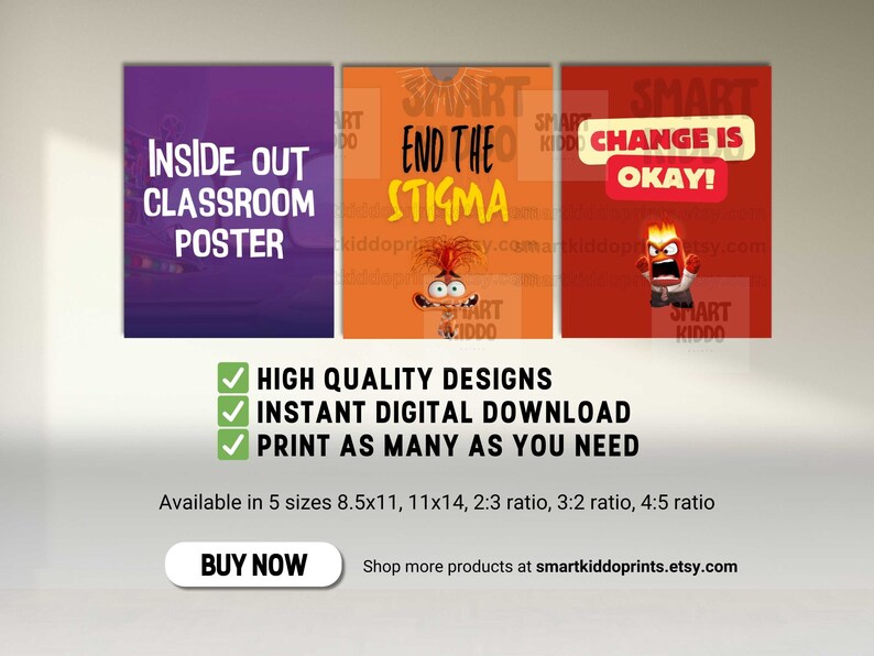 Inside Out 2 Emotions Wall Art Printable Set of 10 Positive ...