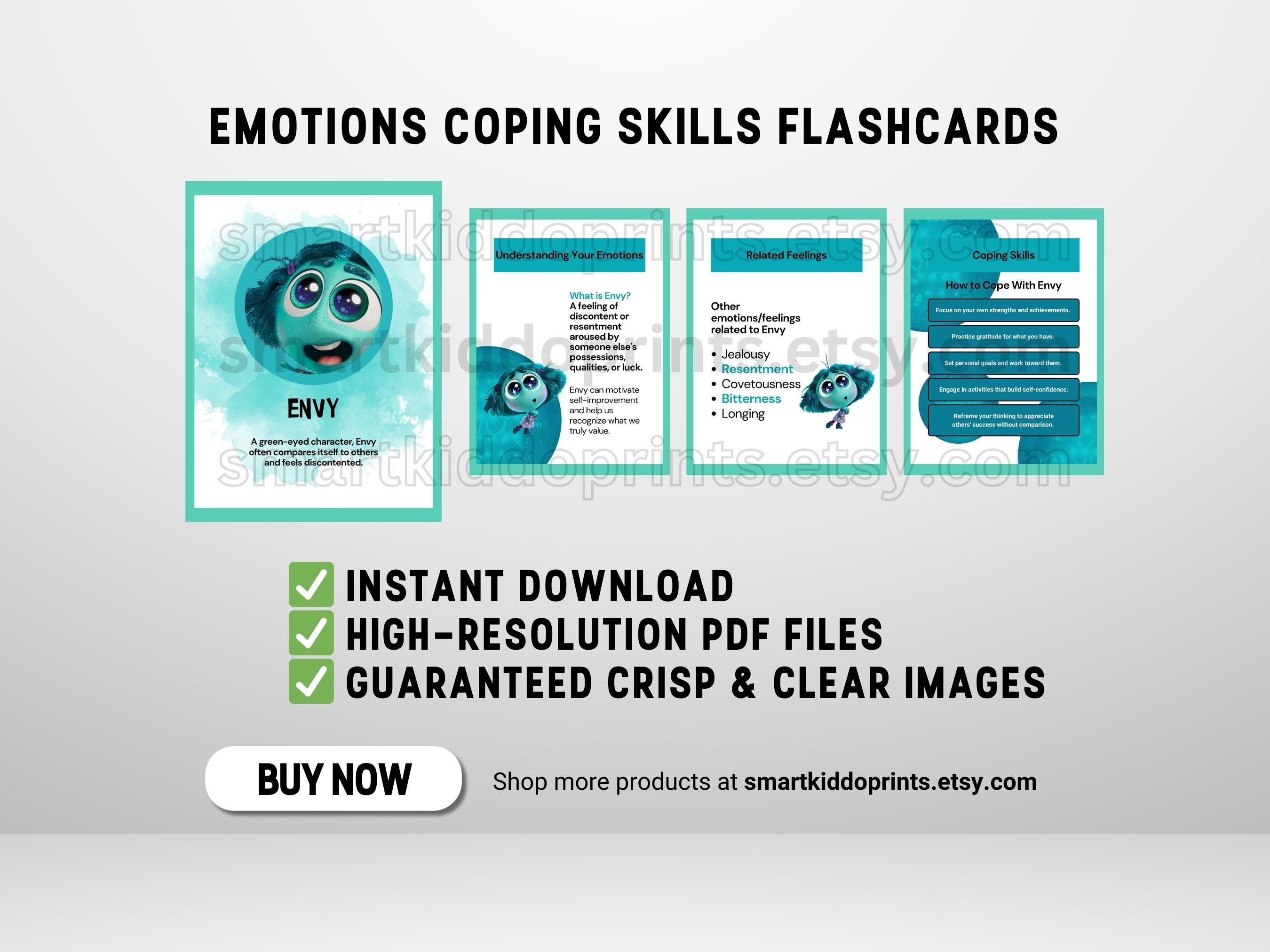 Inside Out 2 Flashcards Coping Skills for Kids Understanding Emotions ...
