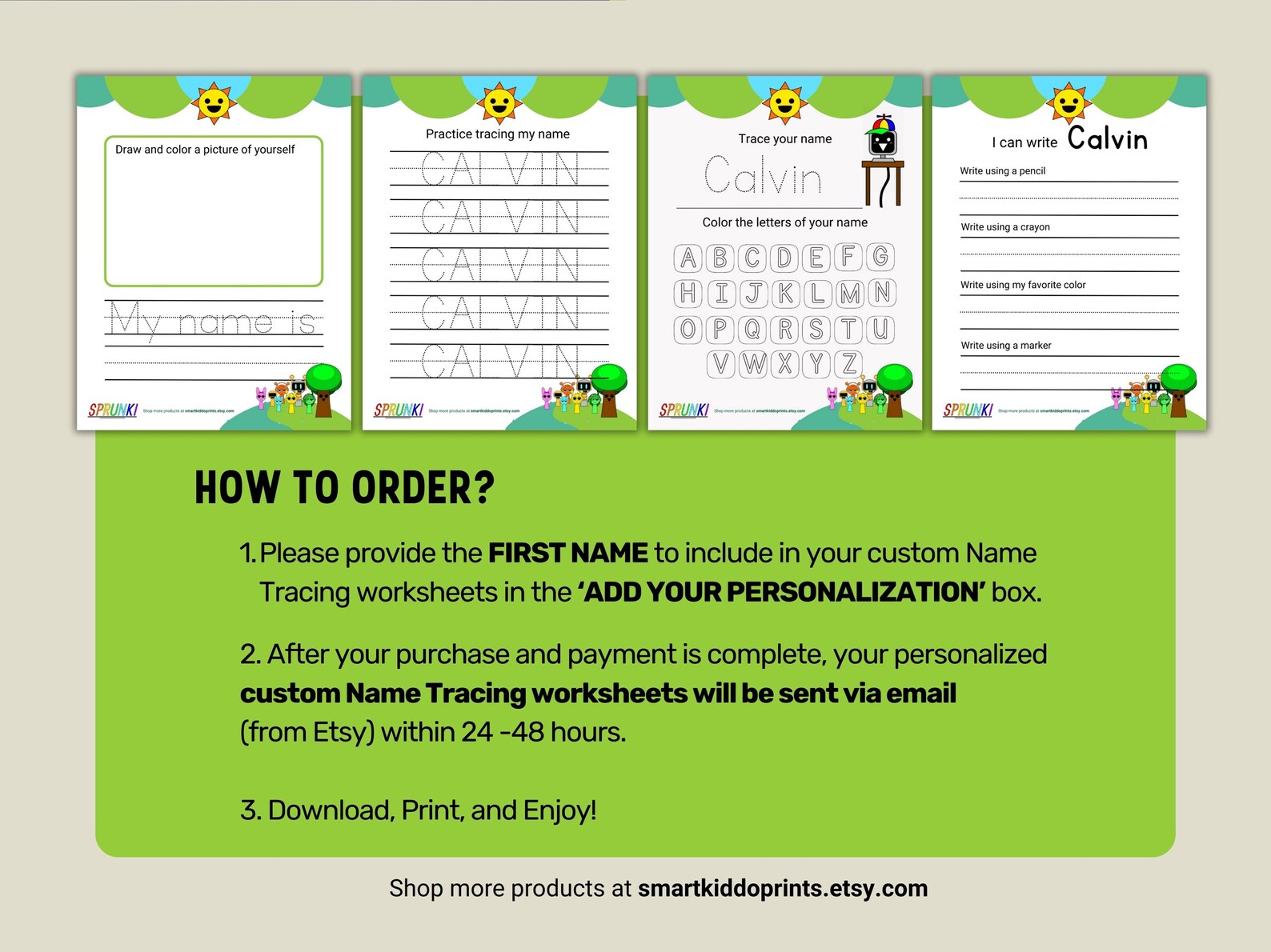 Sprunki Coloring Book Sprunki Kids Name Tracing Practice Activity ...