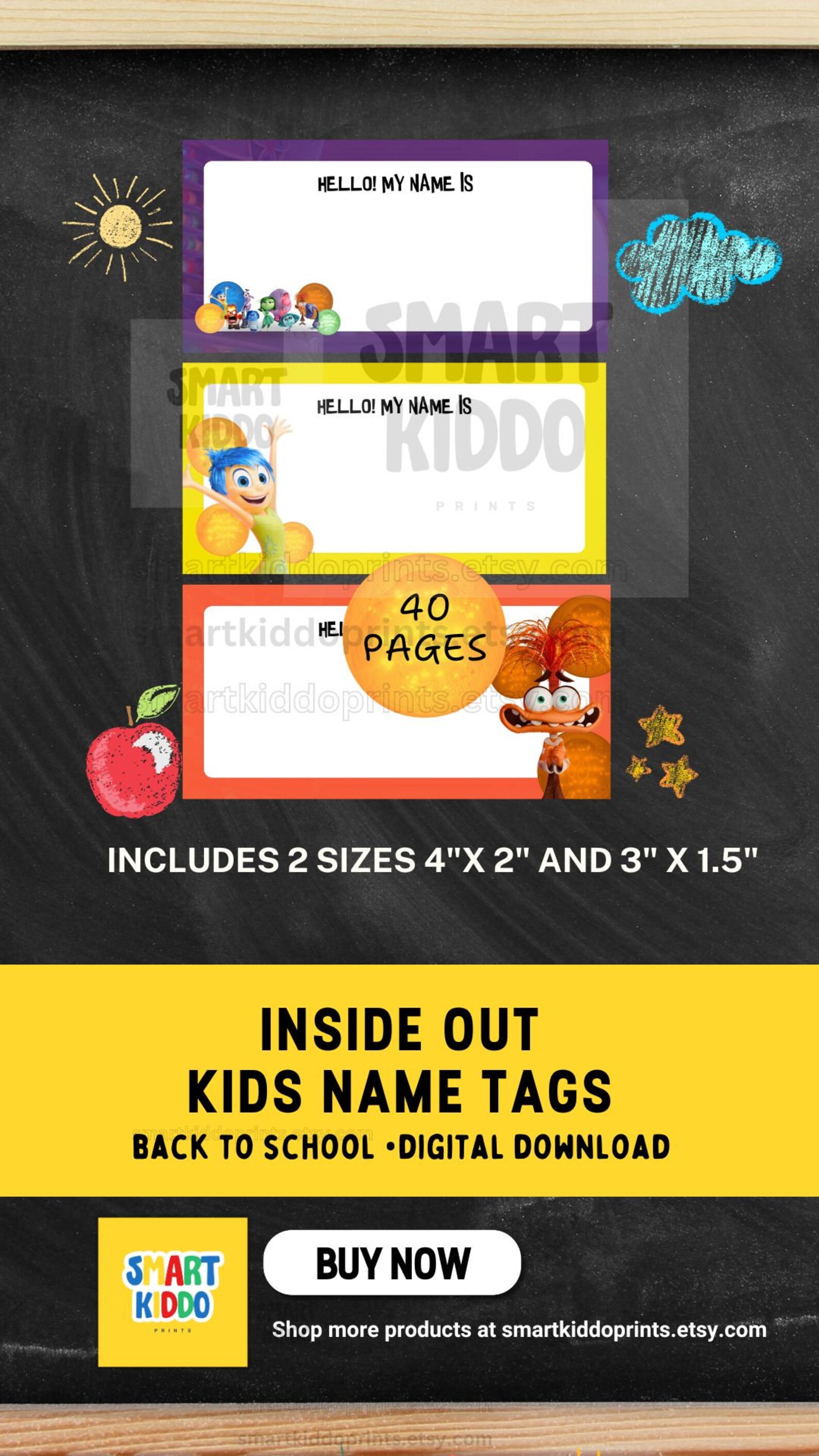 40 Inside Out Name Tags Personalized Student Name Tags Back to School ...