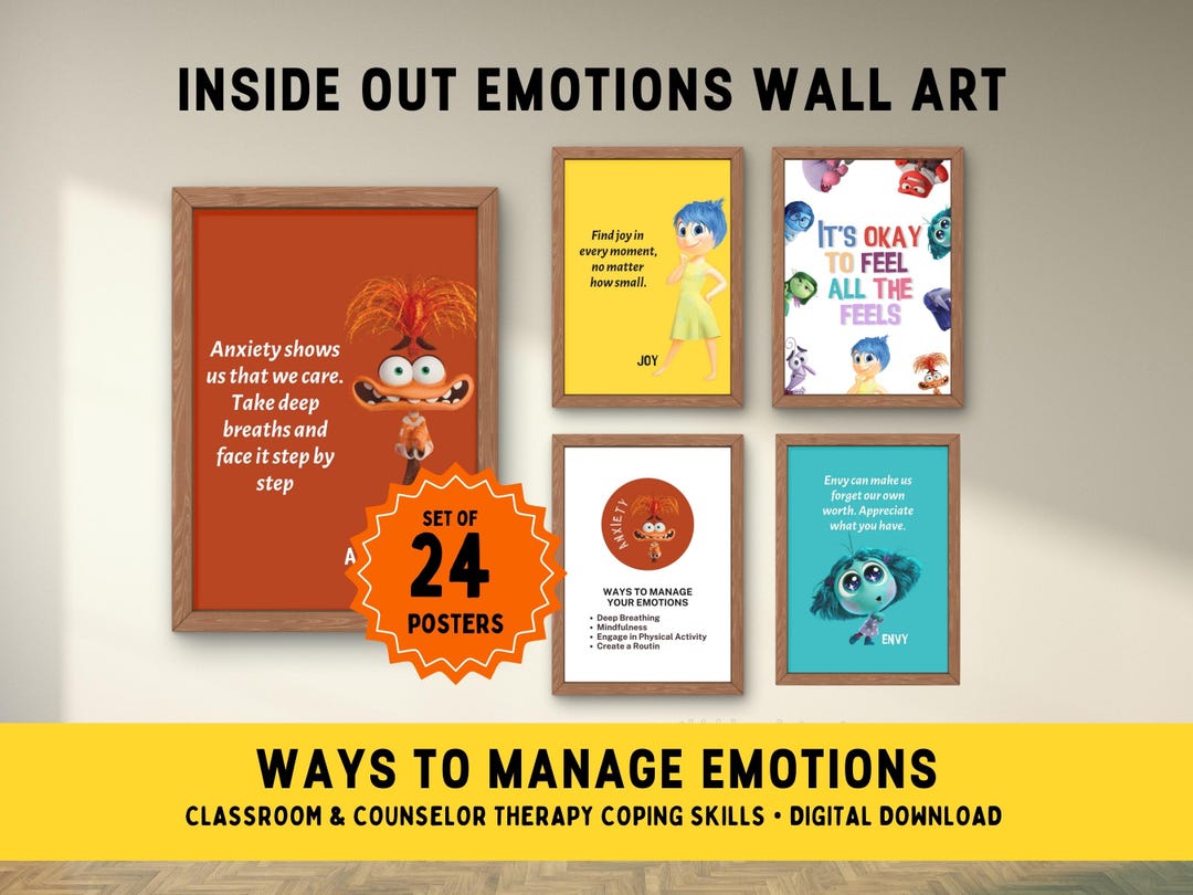 Inside Out Emotions Wall Art Printable Classroom Decor Social Emotional ...