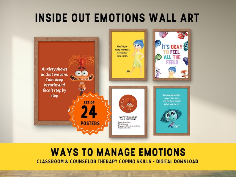 Inside Out Emotions Wall Art Printable Classroom Decor Social Emotional ...