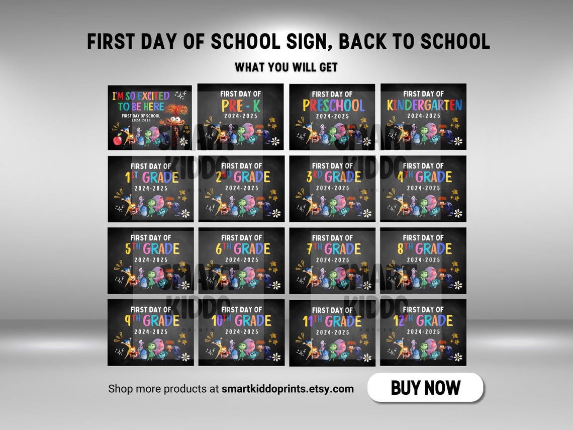 Inside Out First Day of School Sign Printable Back to School 2024-2025 ...