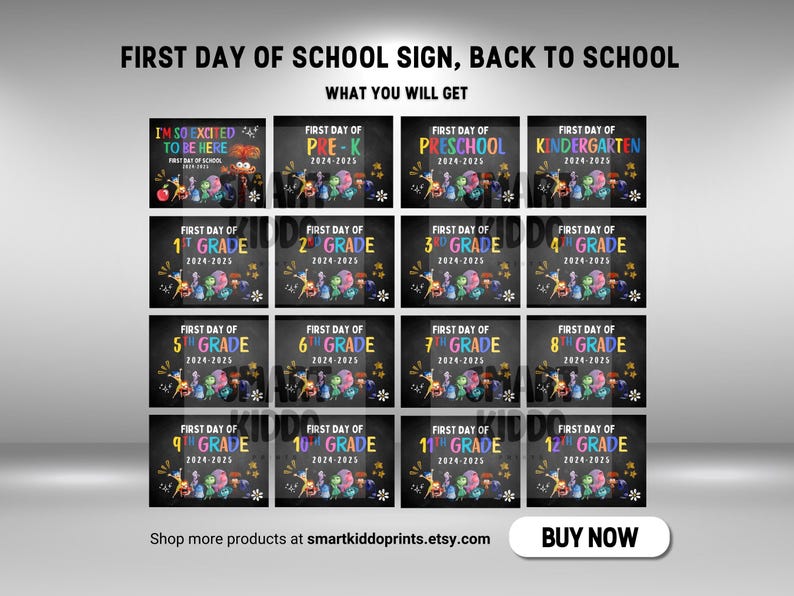 Inside Out First Day of School Sign Printable Back to School 2024-2025 ...