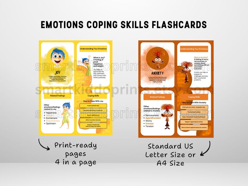 Inside Out 2 Flashcards Coping Skills for Kids Understanding Emotions ...