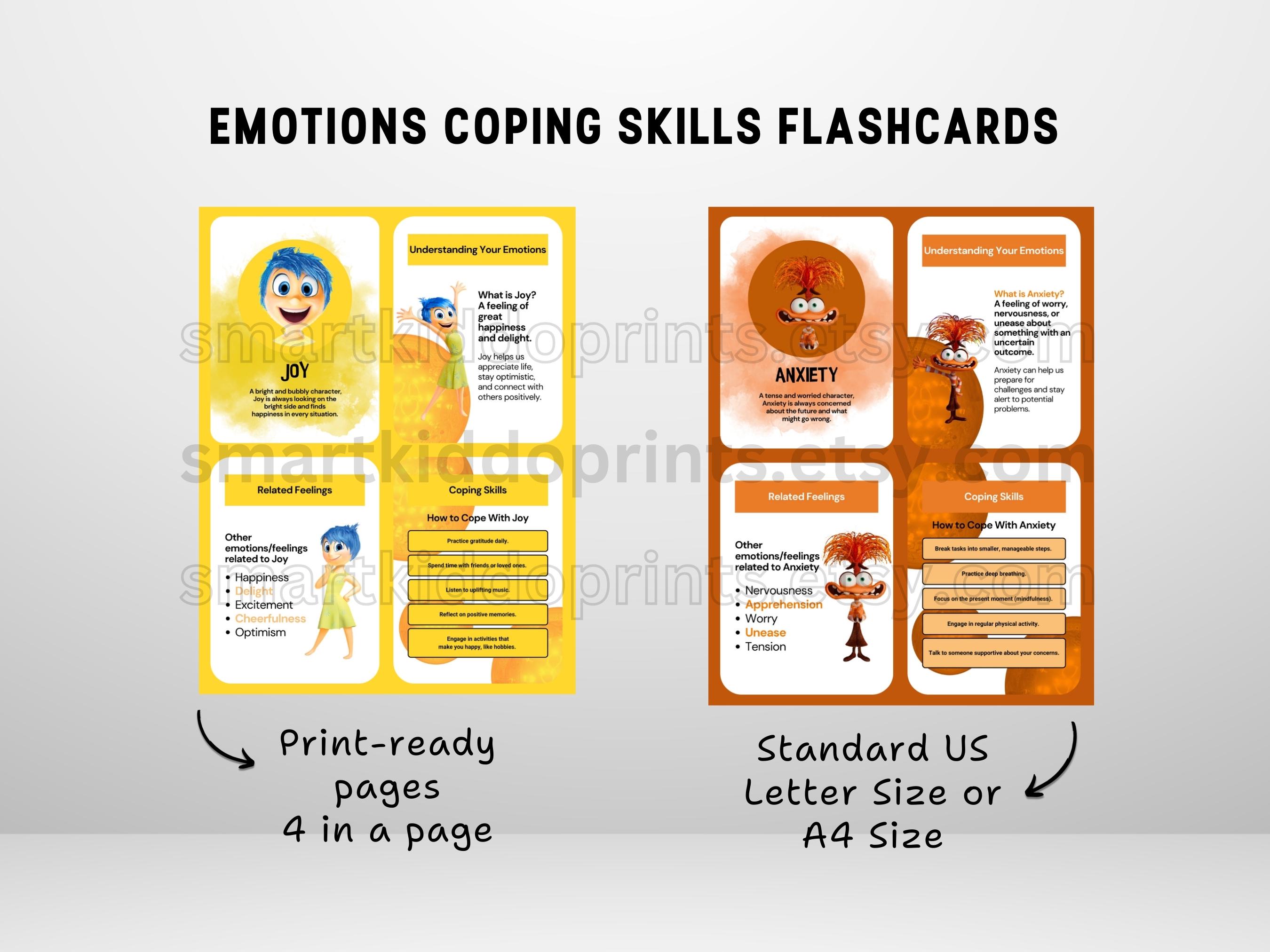 Inside Out 2 Flashcards Coping Skills for Kids Understanding Emotions ...