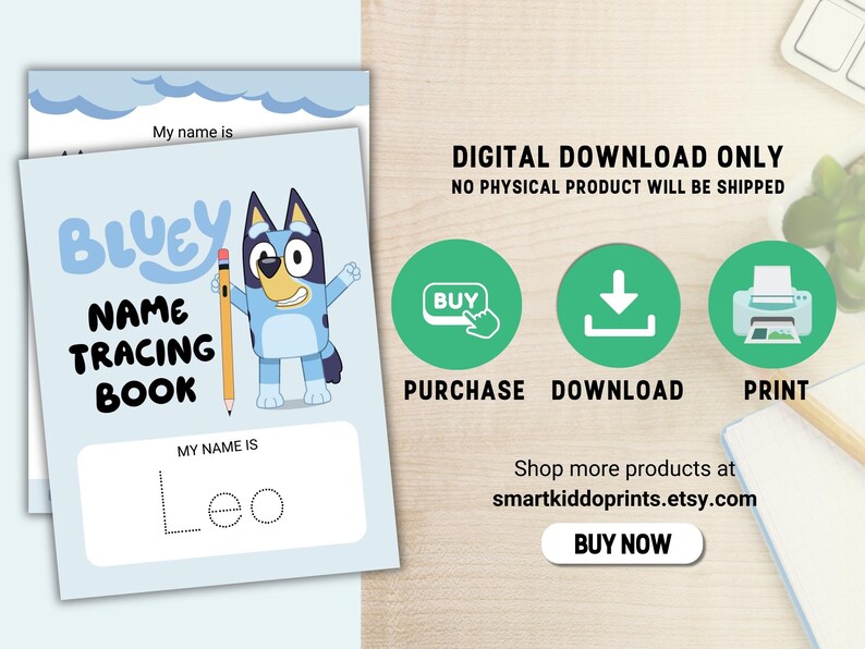 Bluey Name Tracing Practice Activity Sheets Custom Name Handwriting ...