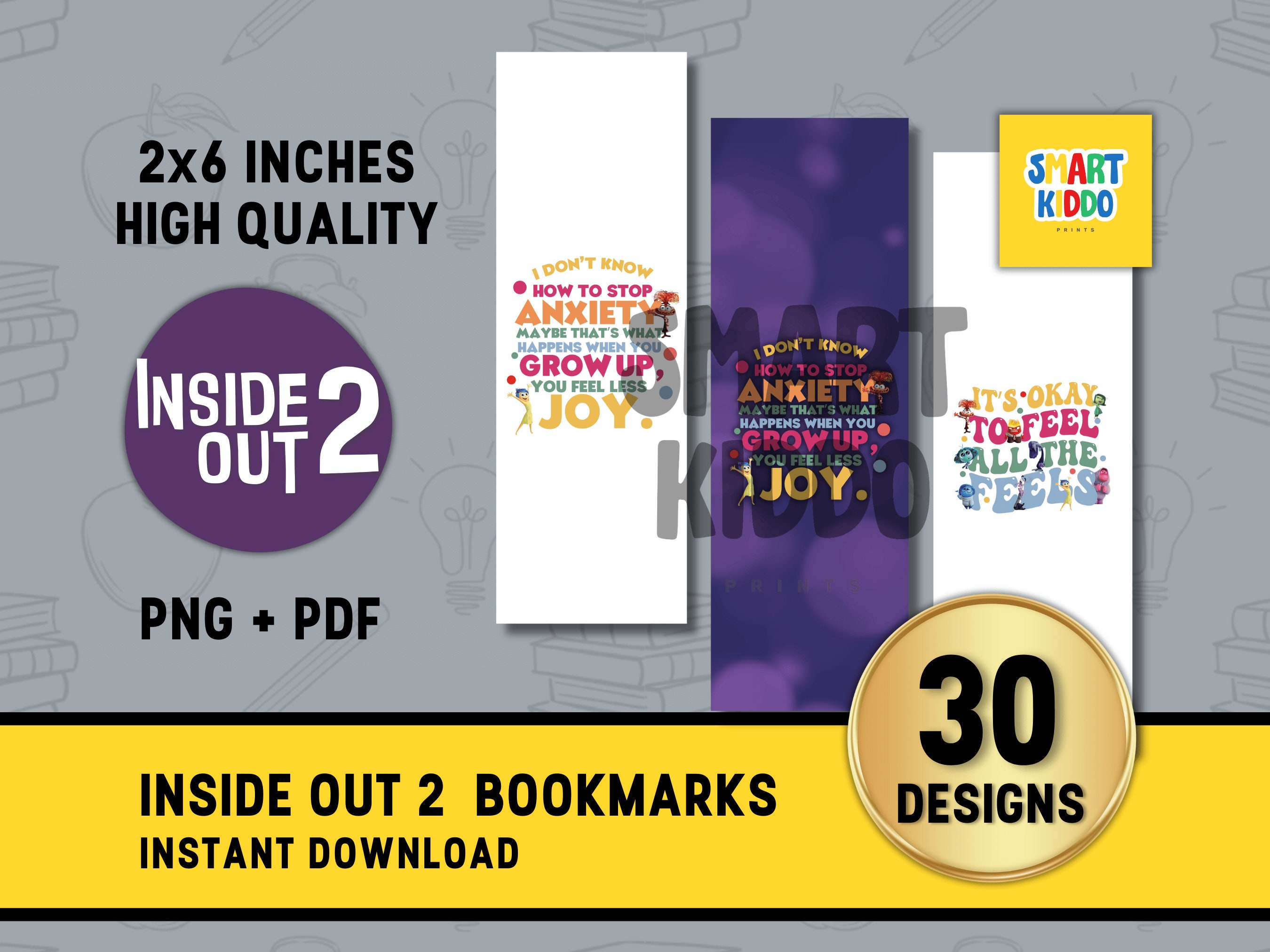 Inside Out 2 Emotions Bookmarks Inside Out Name Tag Printable Joy ...