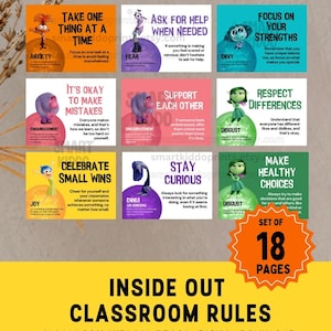 Inside Out Classroom Rules Positive Affirmations Decor Social Emotional ...