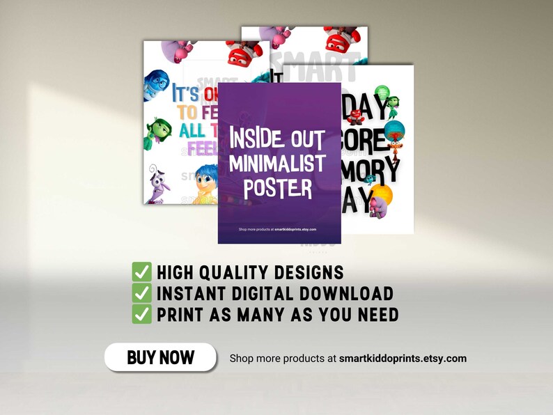 Inside Out 2 Classroom Poster Printable 10-pack Minimalist Theme Inside ...