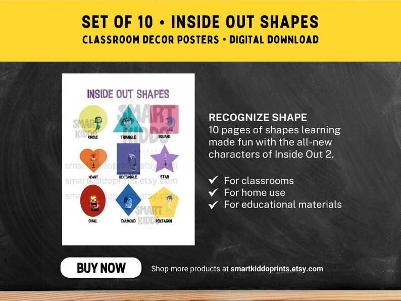 Inside Out Shapes Learning Activity Classroom Decor Posters Homeschool ...