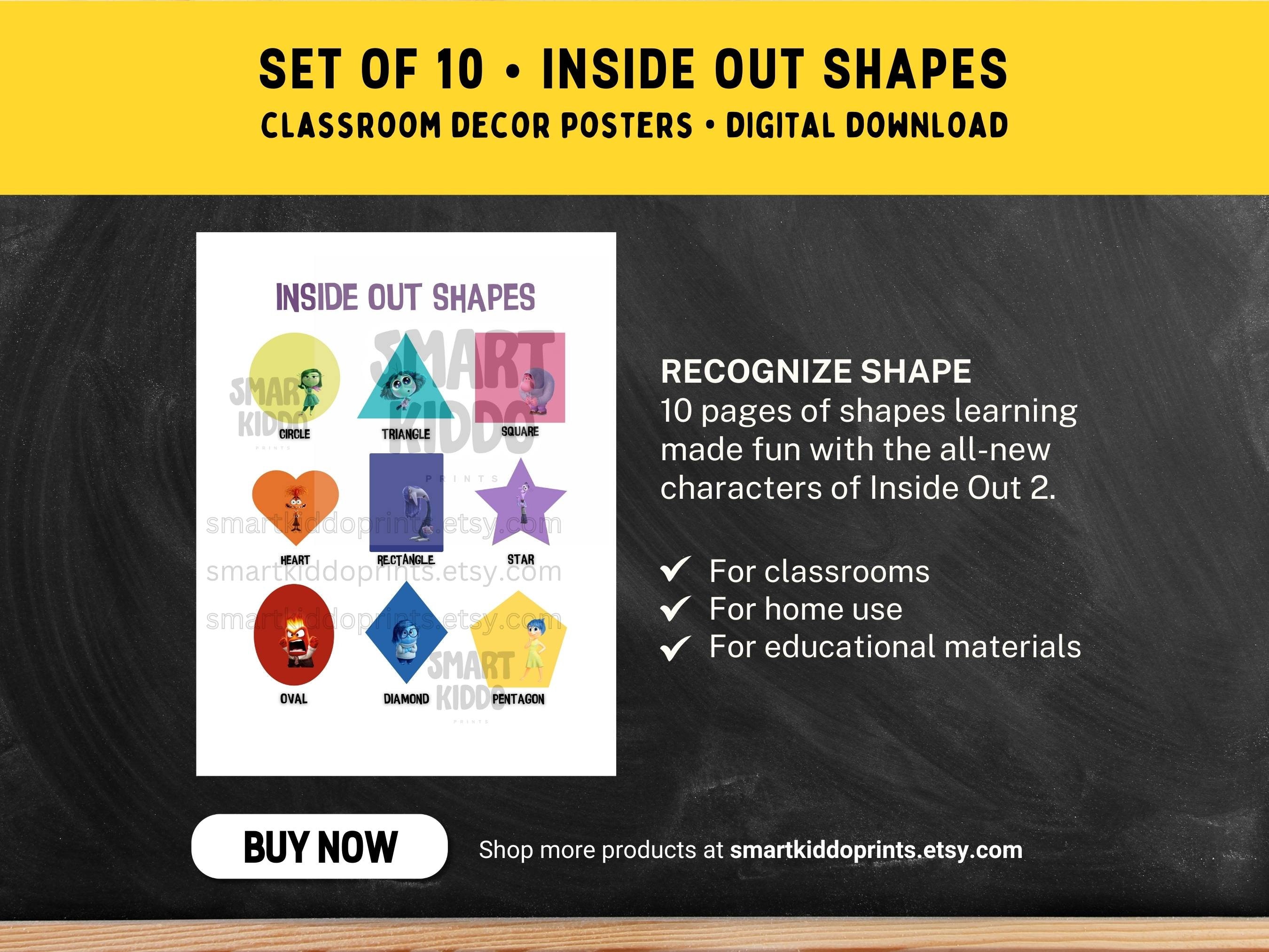 Inside Out Shapes Learning Activity Classroom Decor Posters Homeschool ...