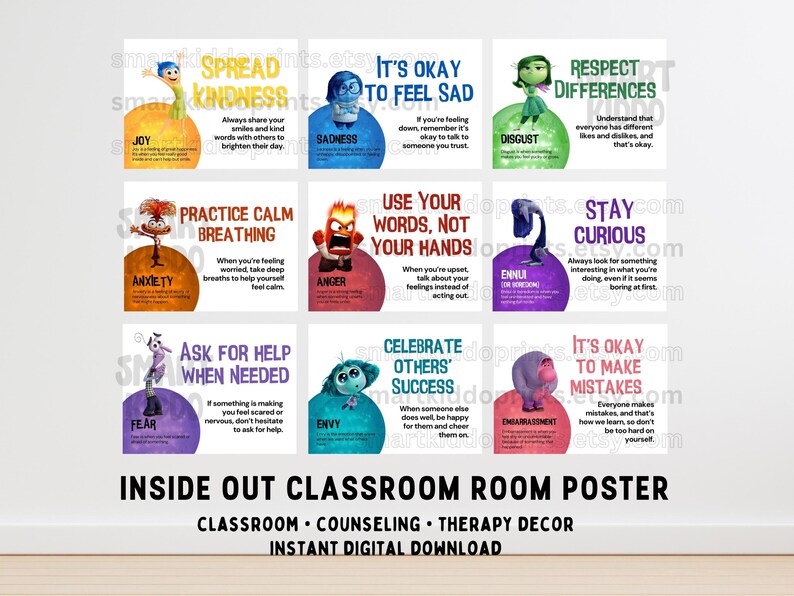 Inside Out Classroom Rules Positive Affirmations Decor Social Emotional ...