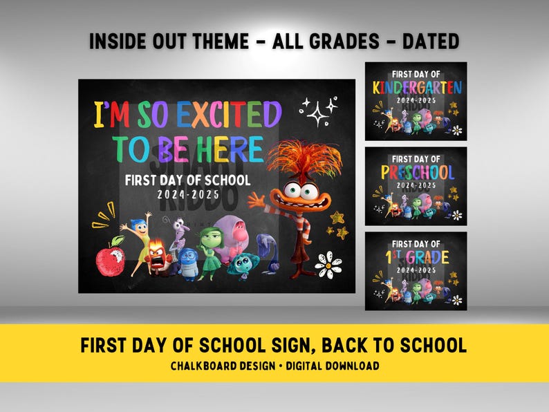 Inside Out First Day of School Sign Printable Back to School 2024-2025 ...