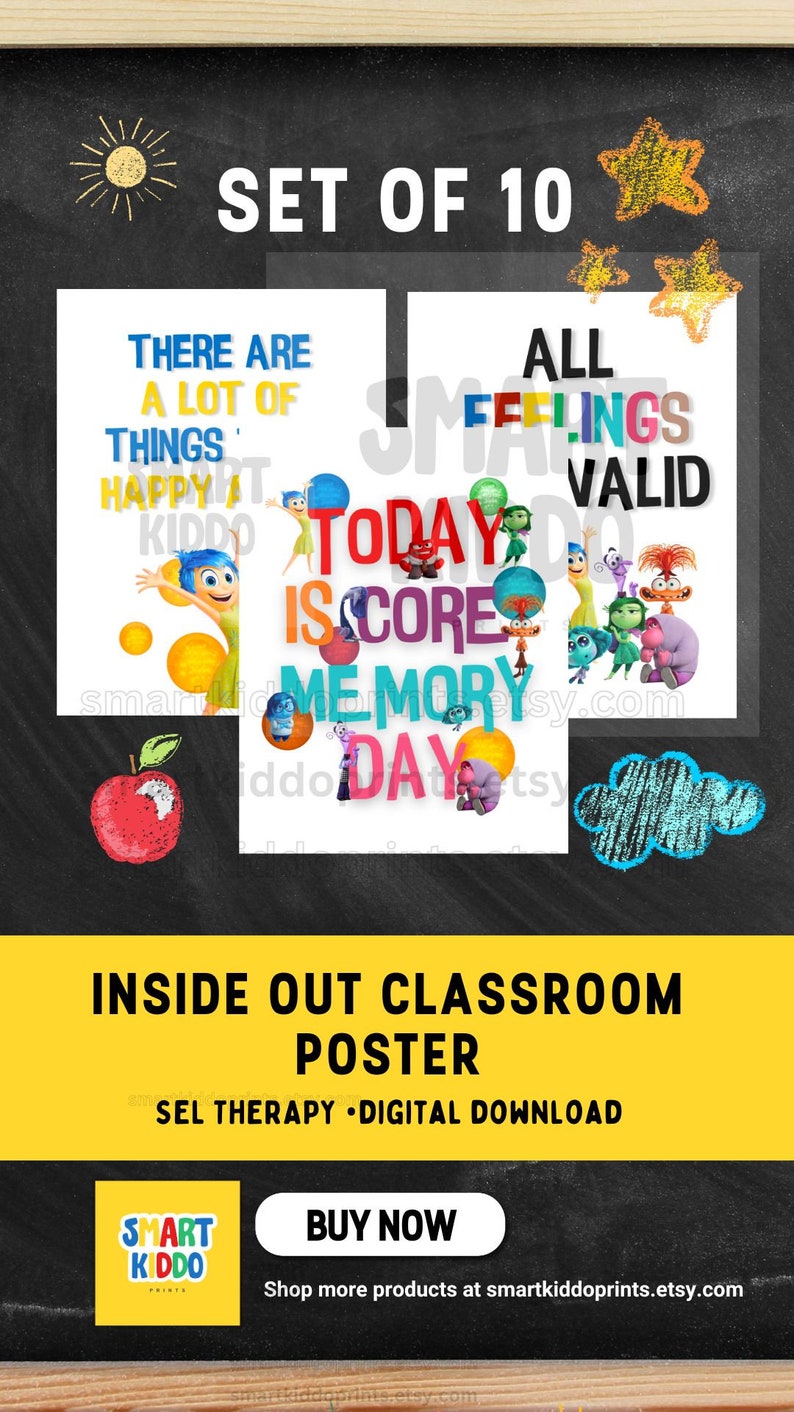 Inside Out 2 Classroom Poster Printable 10-pack Minimalist Theme Inside ...