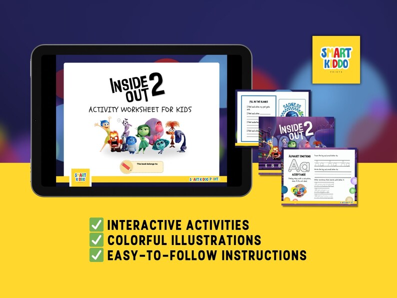 Inside Out 2 Emotions Regulation for Kids Activity Book Bundle Coloring ...