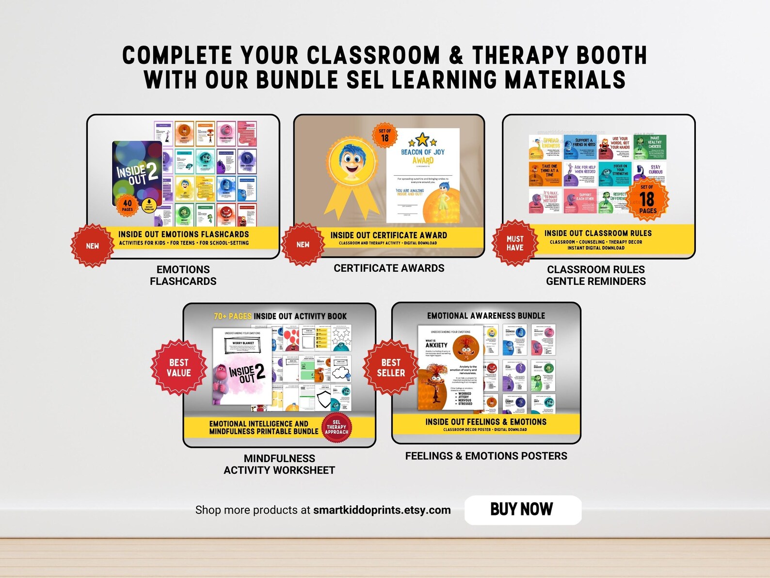 Inside Out Emotions Wall Art Printable Classroom Decor Social Emotional ...