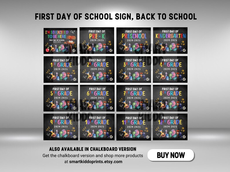 Inside Out First Day of School Sign Printable Back to School 2024-2025 ...