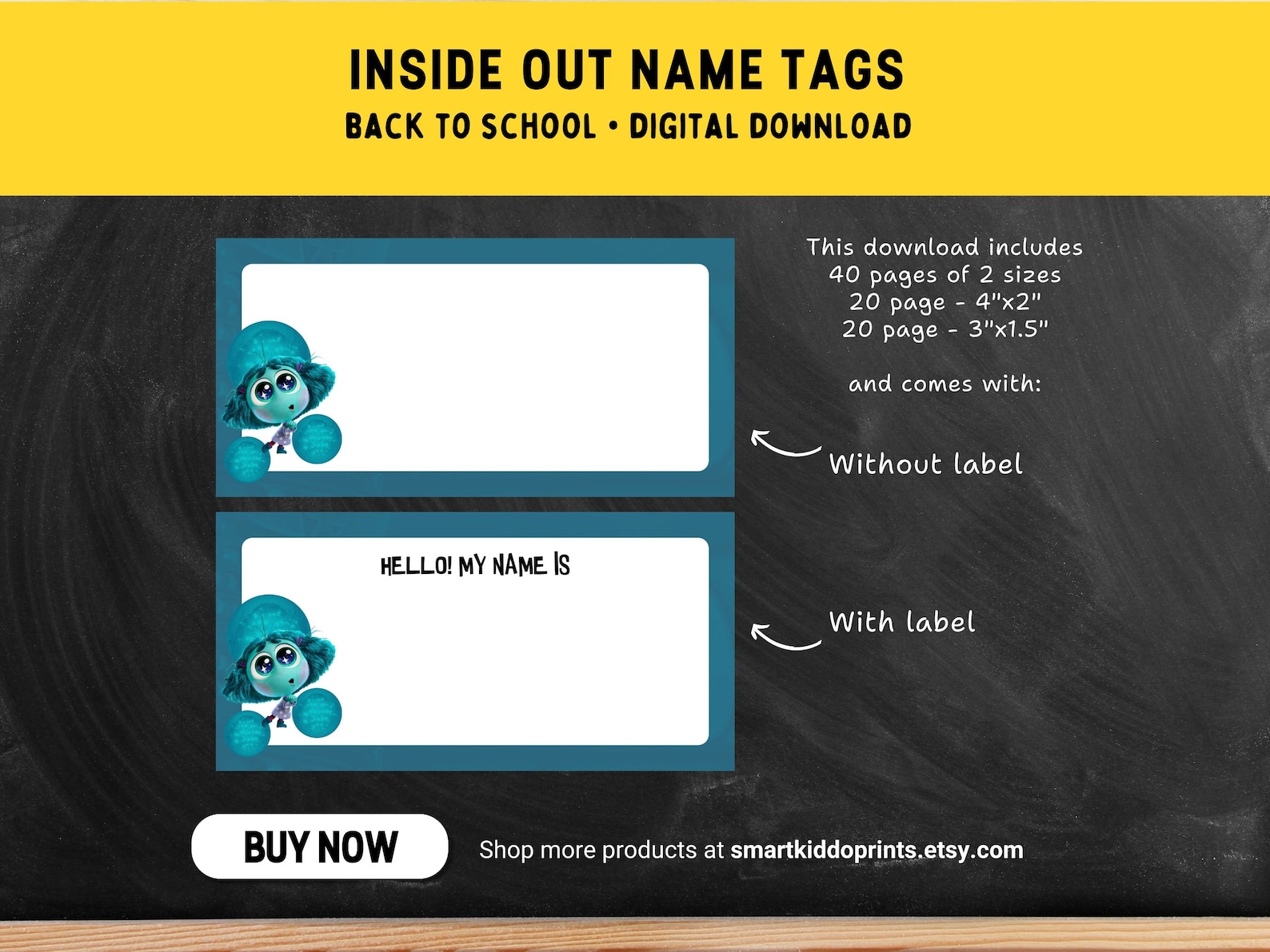 40 Inside Out Name Tags Personalized Student Name Tags Back to School ...