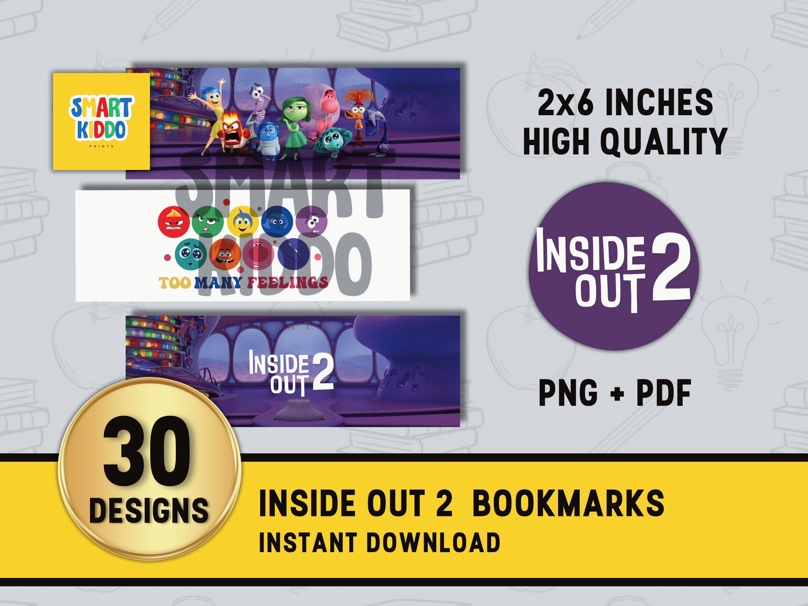 Inside Out 2 Emotions Bookmarks Inside Out Name Tag Printable Joy ...