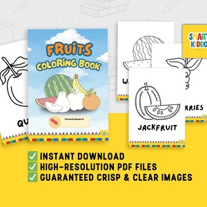 22 Fruits Coloring Book | Kids Printable Activity | Variety of Fruits ...
