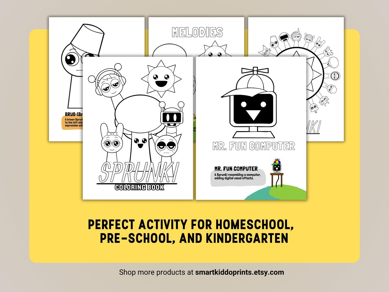 SPRUNKI Coloring Book Bundle All 20 Sprunki Characters Printable ...
