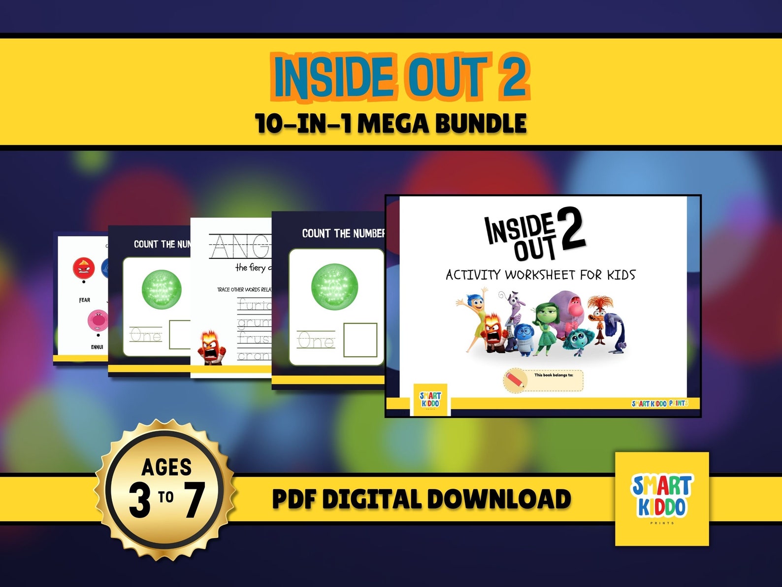 Inside Out 2 Emotions Regulation for Kids Activity Book Bundle Coloring ...