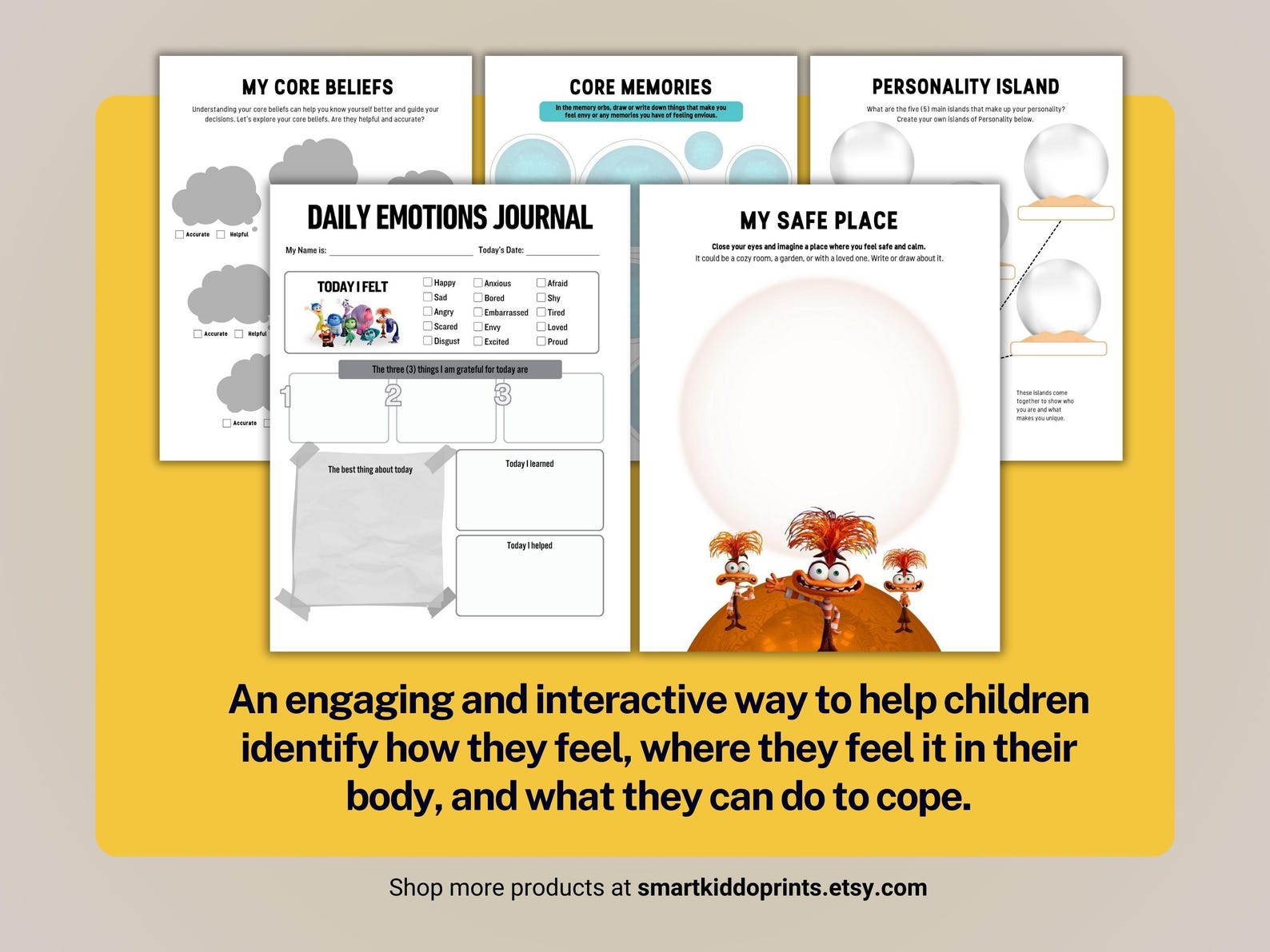 Inside Out 2 Emotions Regulation Feelings Worksheets Kids Coping Skills ...