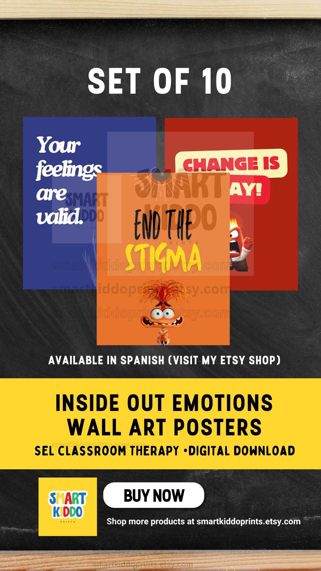 Inside Out 2 Emotions Wall Art Printable Set of 10 Positive ...