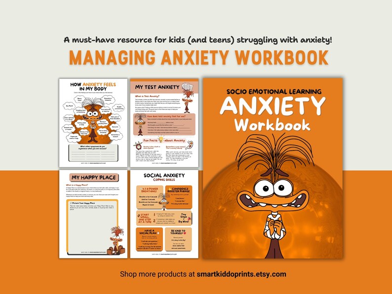Managing Anxiety Worksheets for Kids Teen Anxiety Workbook Therapist ...