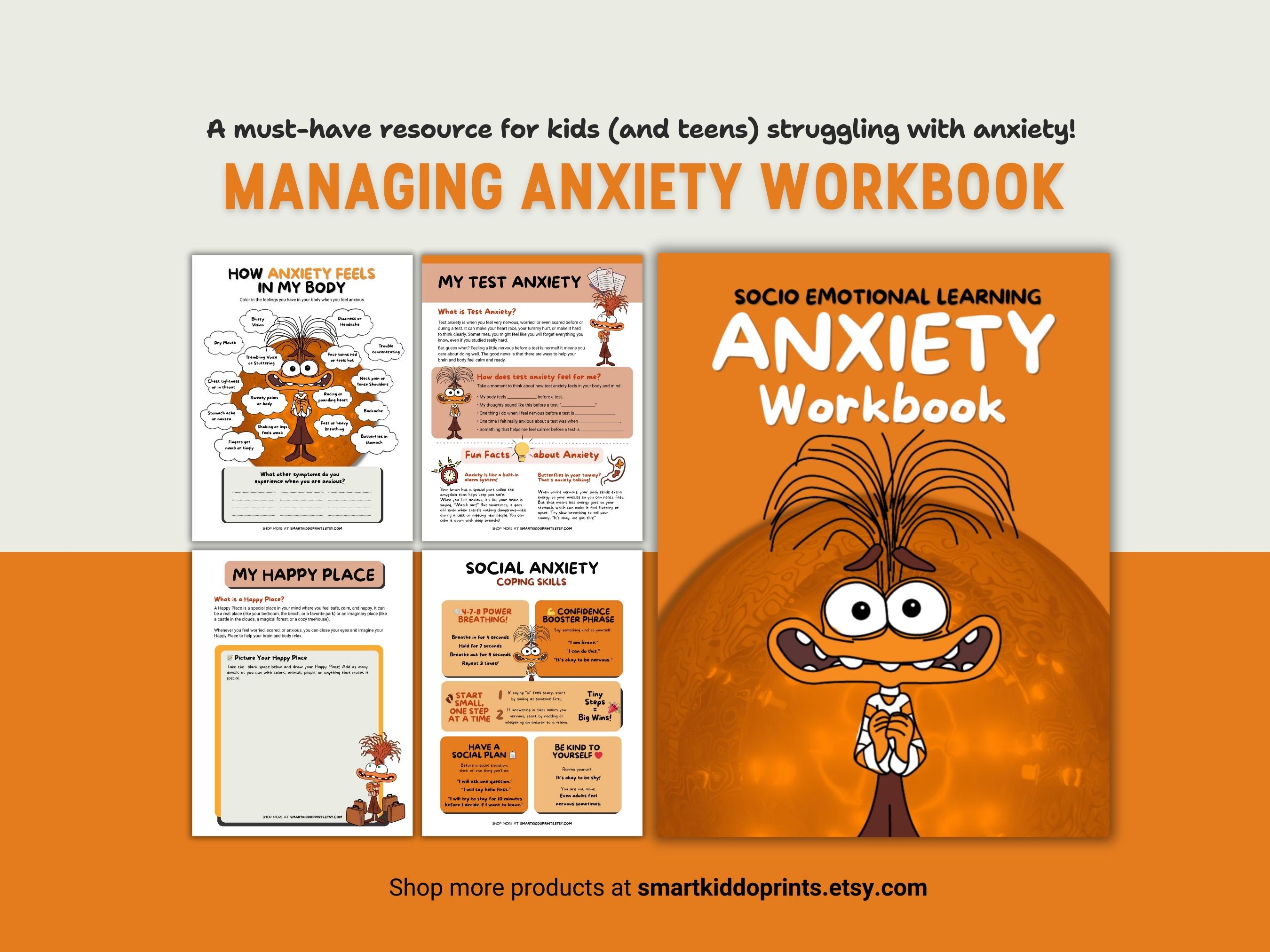 Managing Anxiety Worksheets for Kids Teen Anxiety Workbook Therapist ...